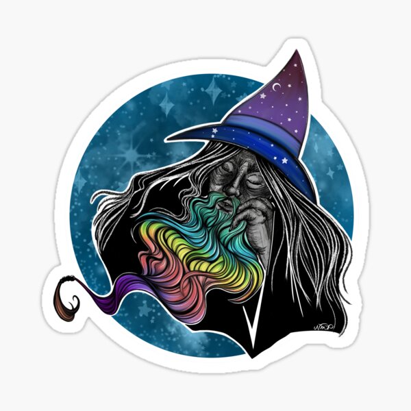 "Rainbow Bearded Wizard" Sticker for Sale by Kittz16 | Redbubble