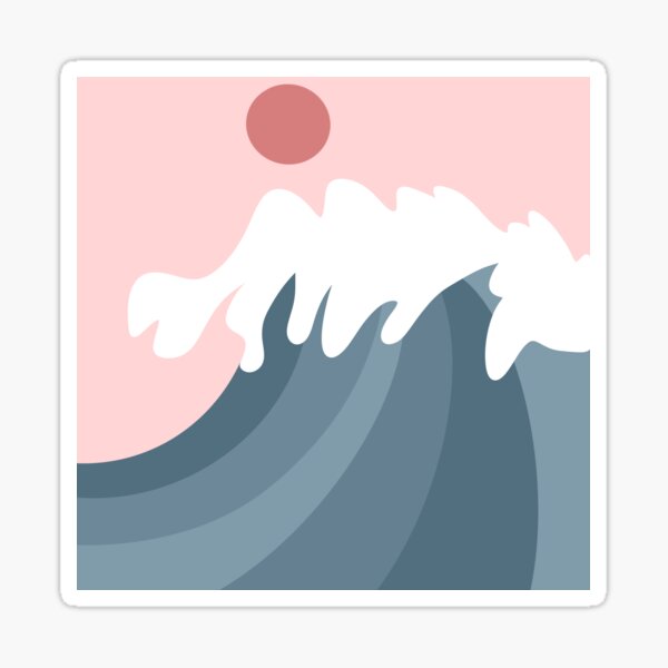 "Pink Ocean Wave - Minimalist Surf Design" Sticker for Sale by ...
