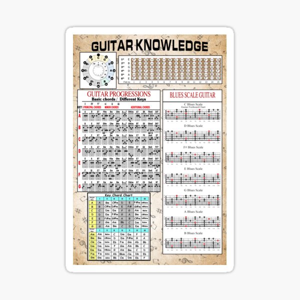 "Guitar Knowledge Poster, Guitar Lover Knowledge" Sticker for Sale by ...