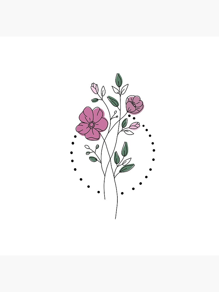 "Pink Flower outline " Art Board Print for Sale by designedsyddd ...