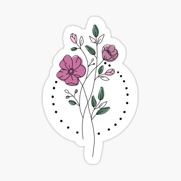 "Pink Flower outline " Sticker for Sale by designedsyddd | Redbubble