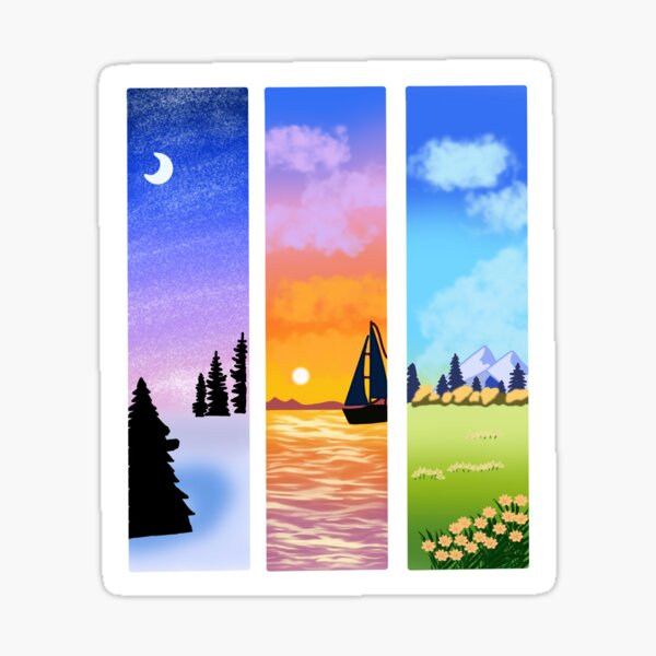 "Three Landscapes Digital Art" Sticker for Sale by liashovlin | Redbubble