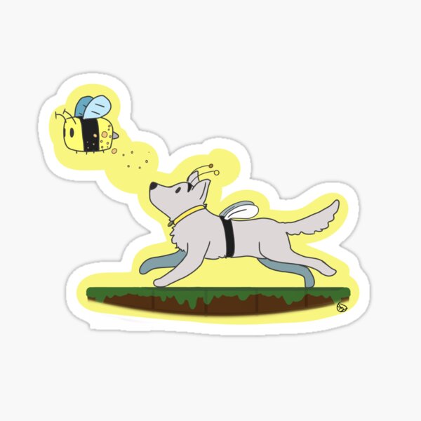 "Chasing bees" Sticker for Sale by Wafflefox42 | Redbubble