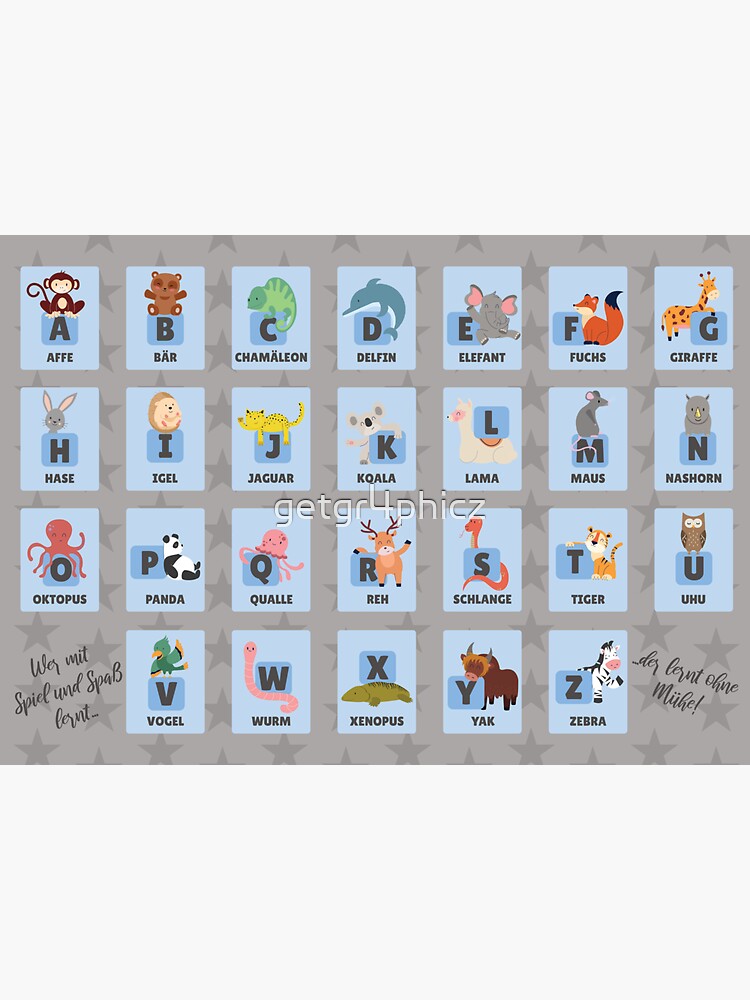 "Animals alphabet ABC letter children poster German" Sticker for Sale ...