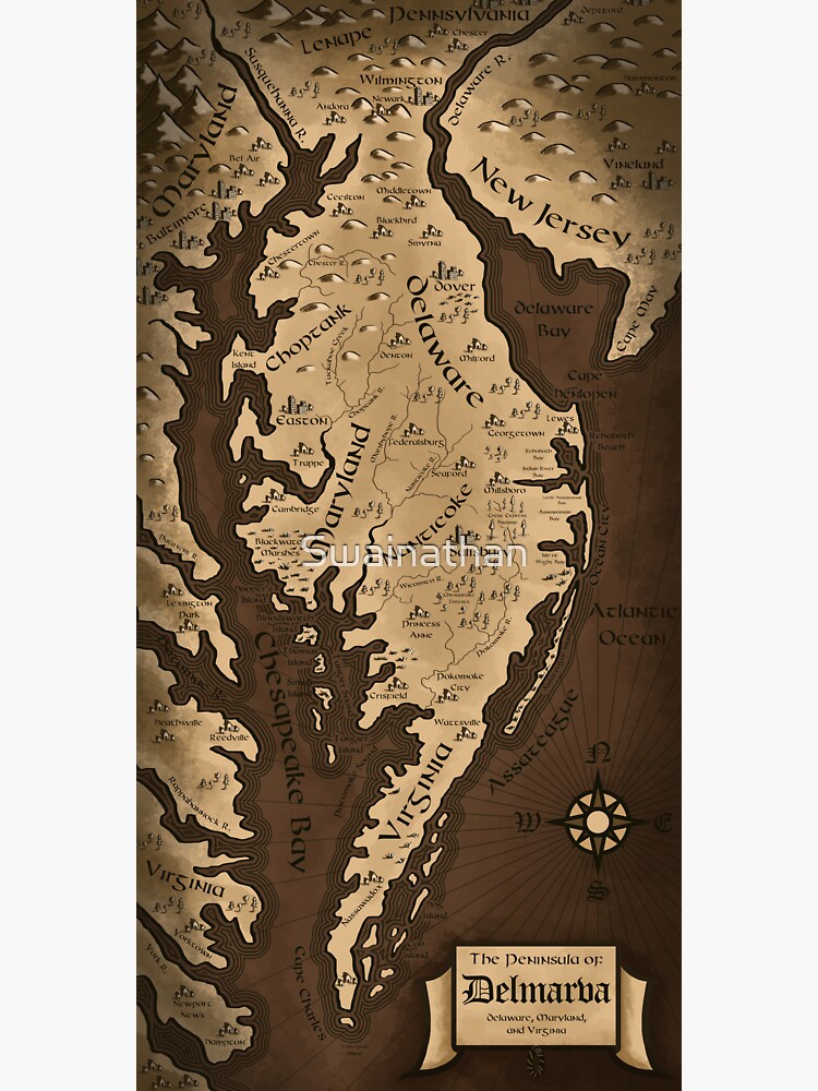 "Delmarva Fantasy Map" Sticker for Sale by Swainathan | Redbubble