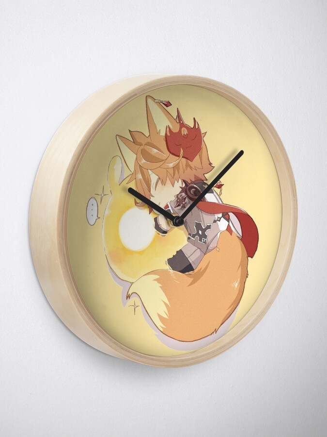 "Genshin Impact Kawaii Sleepy Fox Childe and Zhongli Seelie" Clock by ...
