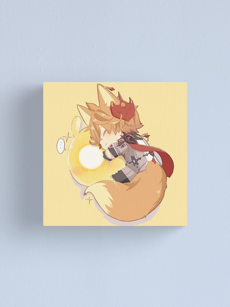 "Genshin Impact Kawaii Sleepy Fox Childe and Zhongli Seelie" Canvas ...