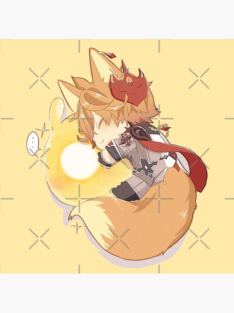 Impression photo « Genshin Impact Kawaii Sleepy Fox Childe et Zhongli ...