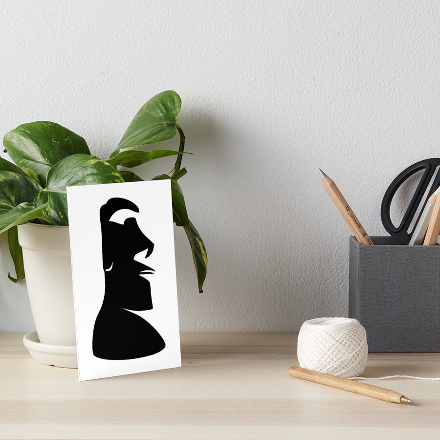 "Easter Island Rapa Nui - Moai Head Statue Outline" Art Board Print by ...