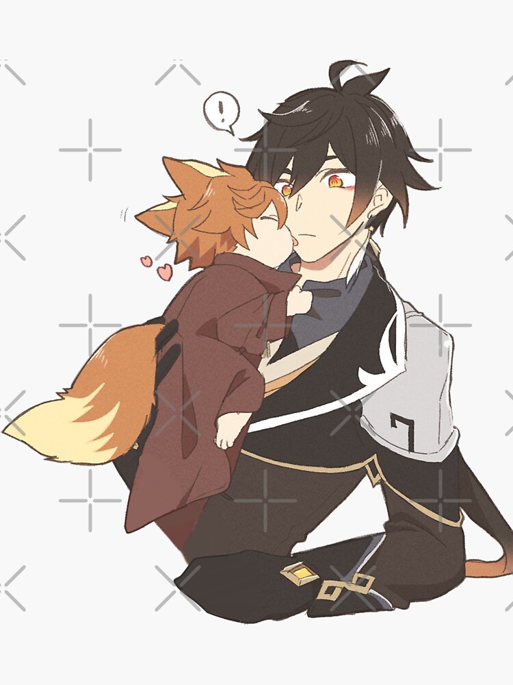 "Genshin Impact Zhongli and Chibi Childe" Sticker for Sale by ...