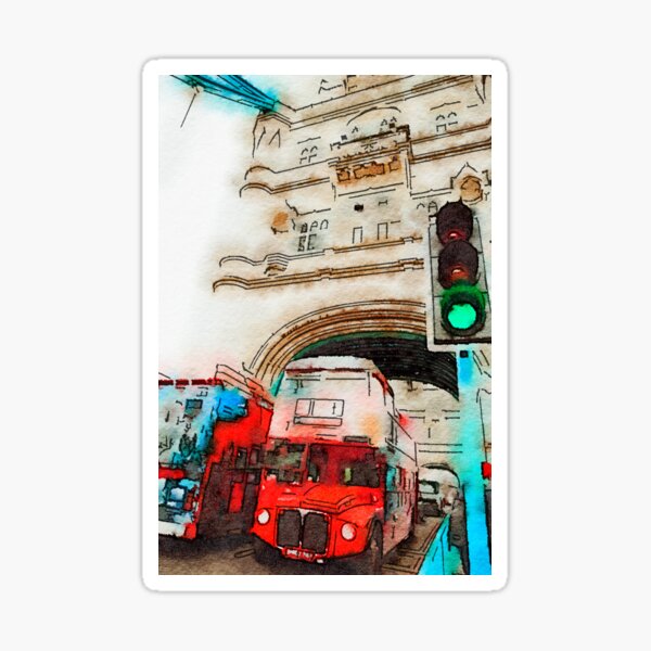 "Red London Buses on Tower Bridge in London" Sticker by NataliiaZhekova ...