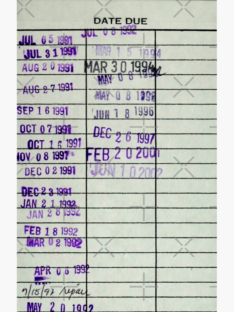 "Library Due Date Card" Sticker for Sale by Viastilano | Redbubble