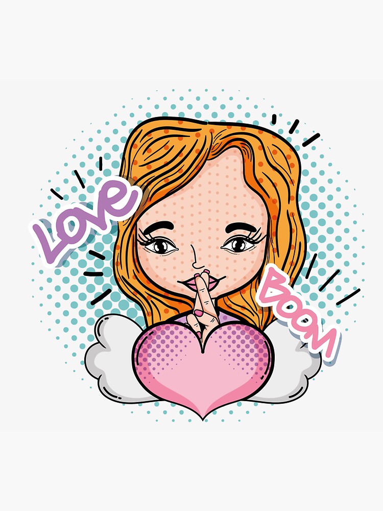 "Love boom cartoon version a cartoon love" Sticker by Smoqub-Design ...
