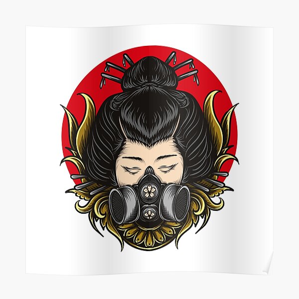 "Geisha Wearing Gas Mask " Poster for Sale by Rittichai | Redbubble
