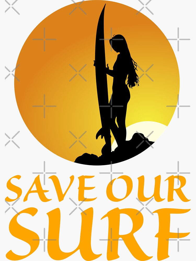 "save our surf, sunset background" Sticker for Sale by doctors-apparel ...