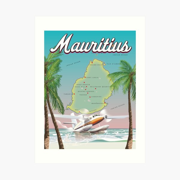 "Illustrated map of Mauritius" Art Print for Sale by vectorwebstore ...