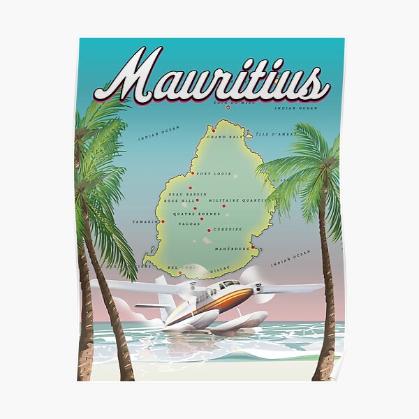 "Illustrated map of Mauritius" Poster for Sale by vectorwebstore ...