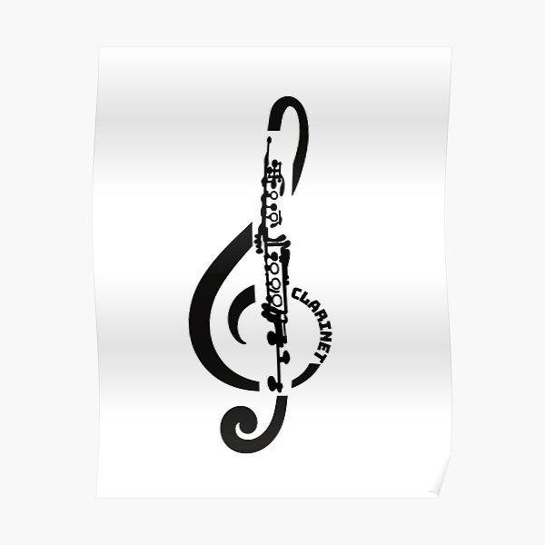 "Treble Clef Clarinet Symbol - Music G-Clef Design for Clarinetist ...