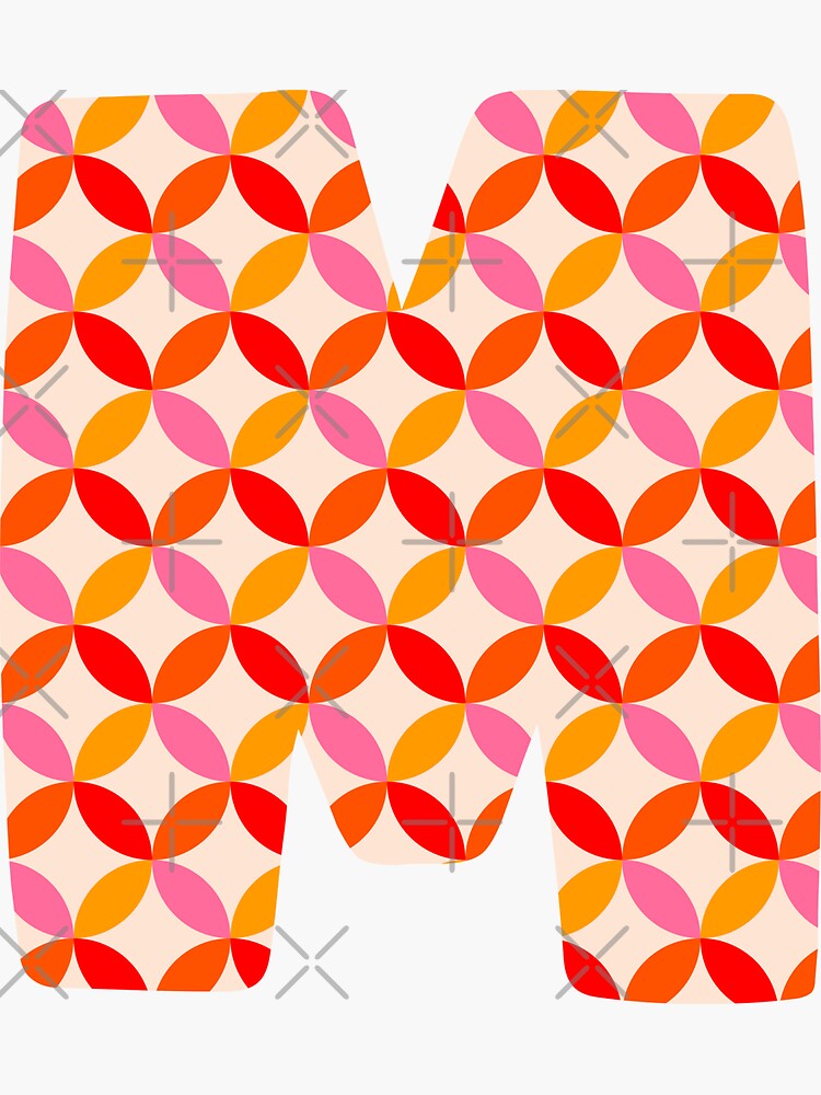 "Groovy Retro Patterned Letter M" Sticker for Sale by thecoolbean ...