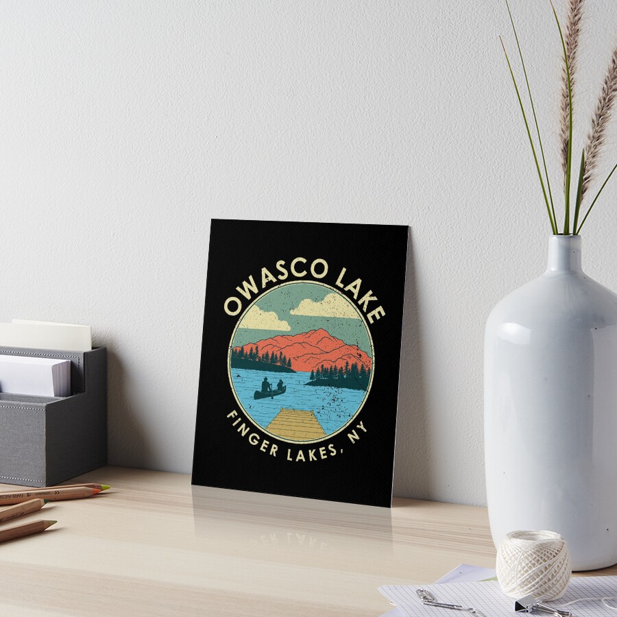 "Finger Lakes NY New York Owasco Lake graphic" Art Board Print by ...