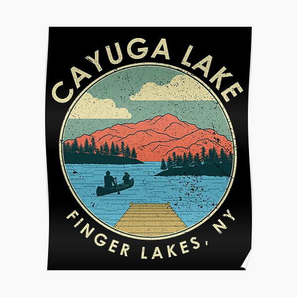 "Cayuga Lake Finger Lakes NY New York graphic" Poster for Sale by ...