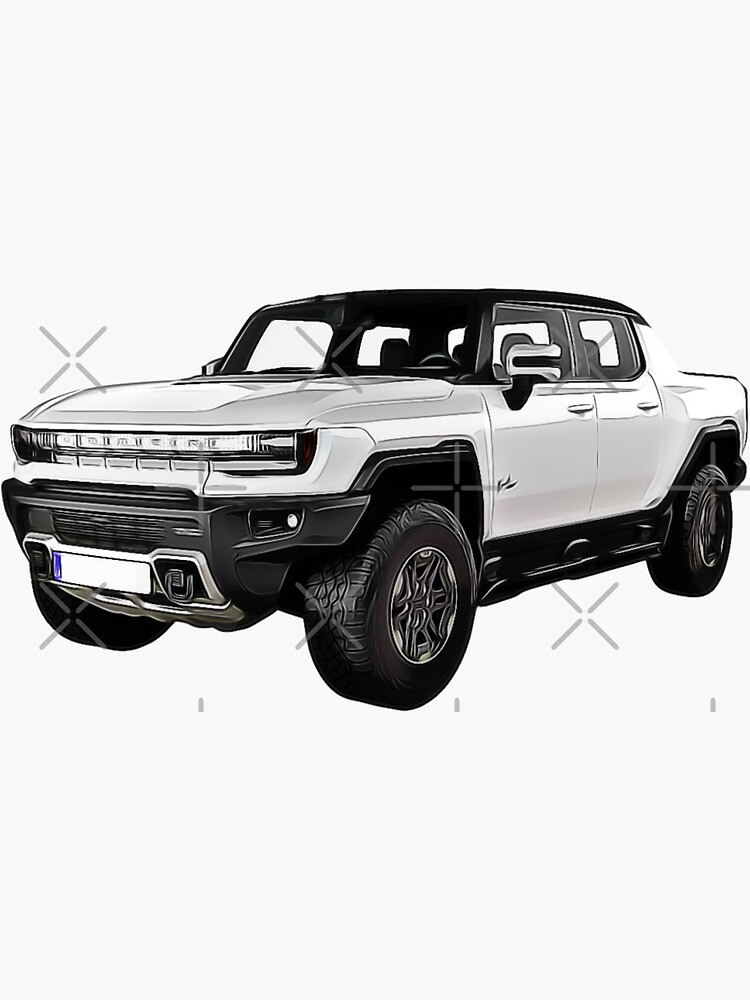 "Hummer EV Truck Cartoon" Sticker by Auto-Prints | Redbubble
