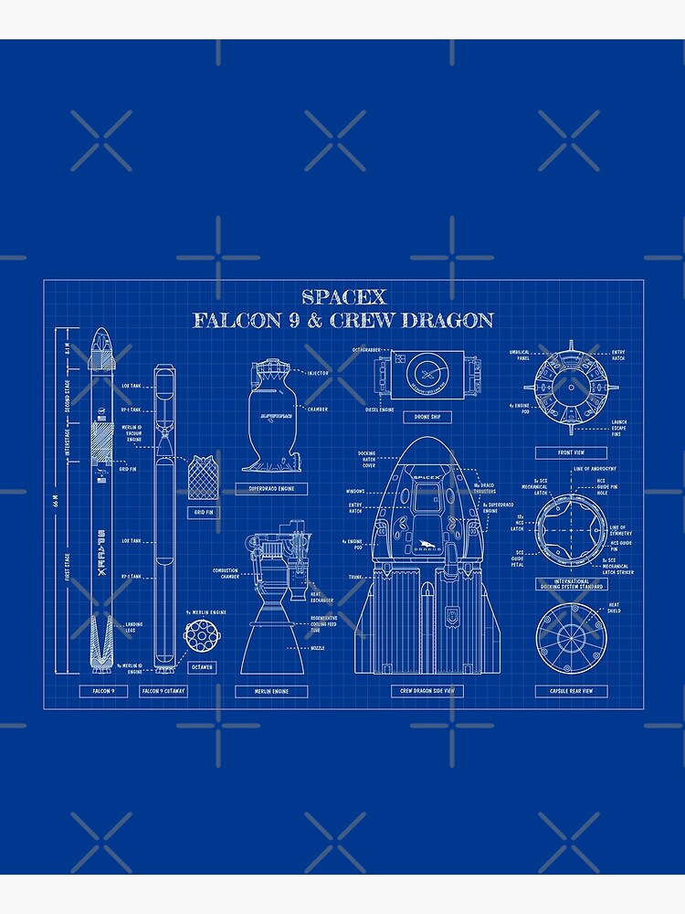 Delantal «SpaceX: Falcon 9 and Crew Dragon (Blueprint-English)» de ...