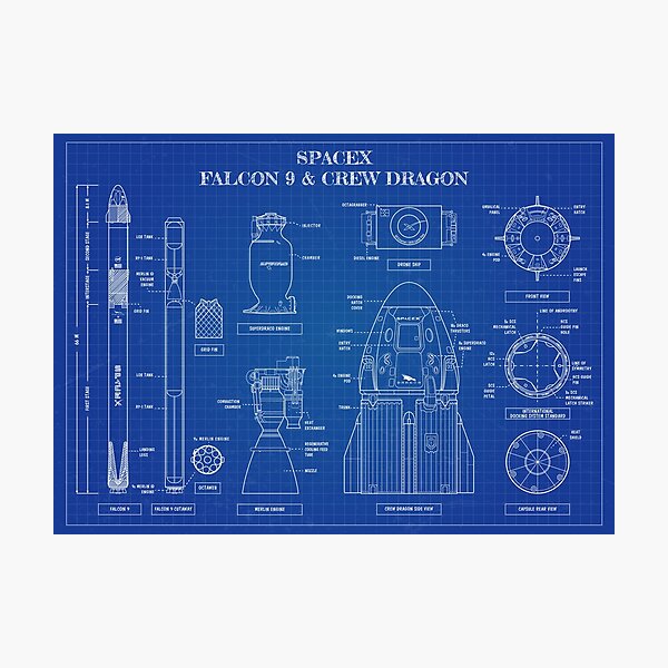 "SpaceX: Falcon 9 and Crew Dragon (Blueprint-English)" Photographic ...
