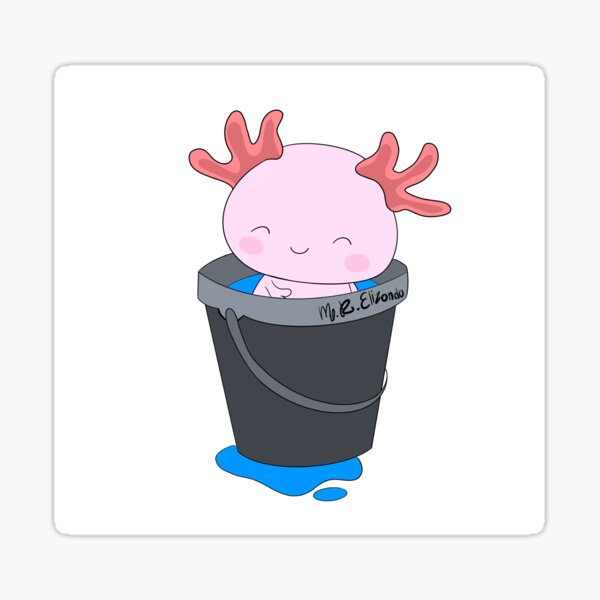 "Axolotl in Bucket" Sticker for Sale by madroselizondo | Redbubble