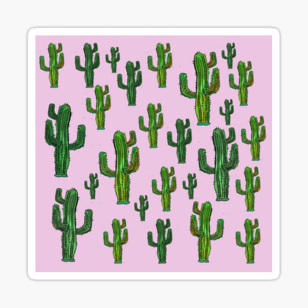"Pink Cactus Print" Sticker by meganbxiley | Redbubble