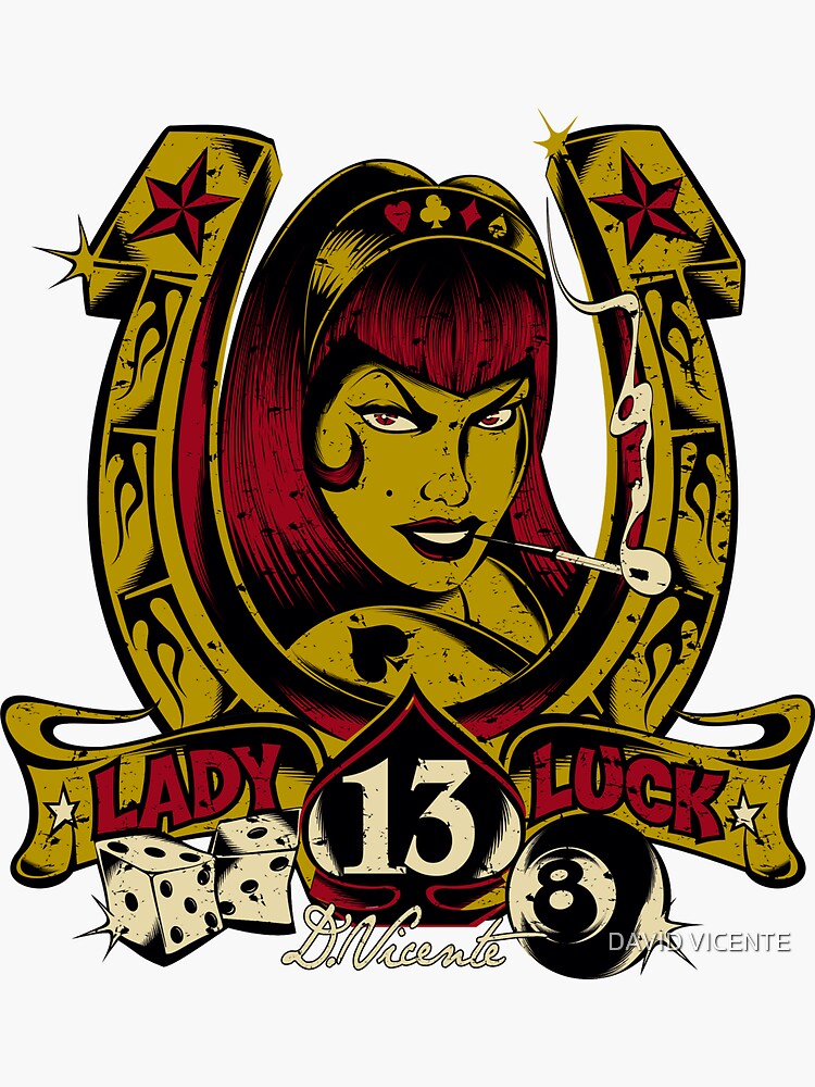 "LADY LUCK 13" Sticker by DVicente | Redbubble