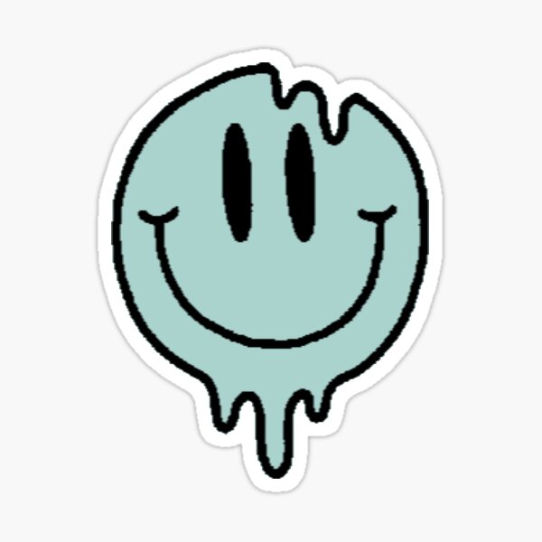 "light blue dripping smiley face" Sticker for Sale by gabbyabowitz1 ...