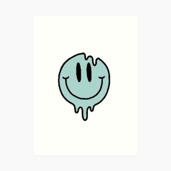 "light blue dripping smiley face" Art Print by gabbyabowitz1 | Redbubble