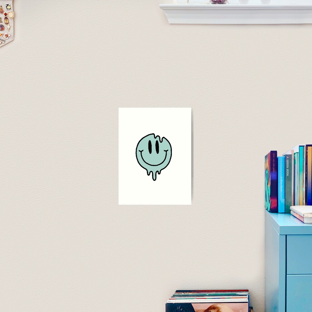 "light blue dripping smiley face" Art Print by gabbyabowitz1 | Redbubble