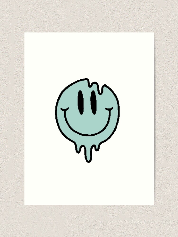 "light blue dripping smiley face" Art Print by gabbyabowitz1 | Redbubble