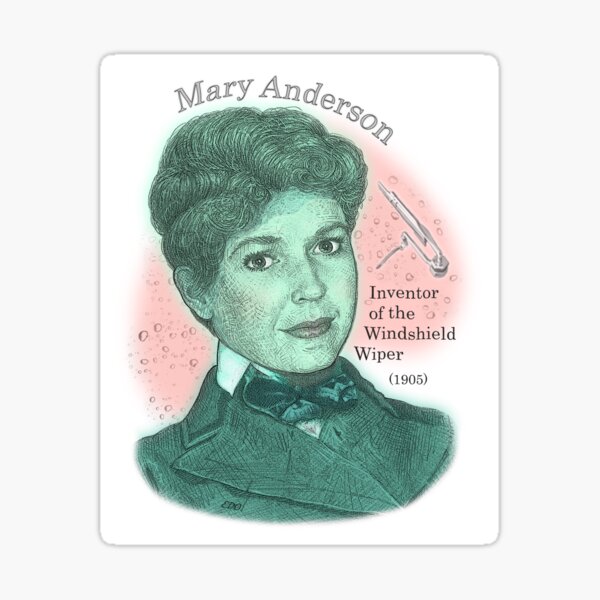 "Mary Anderson, Inventor of the Windshield Wiper" Sticker by eedeeo ...