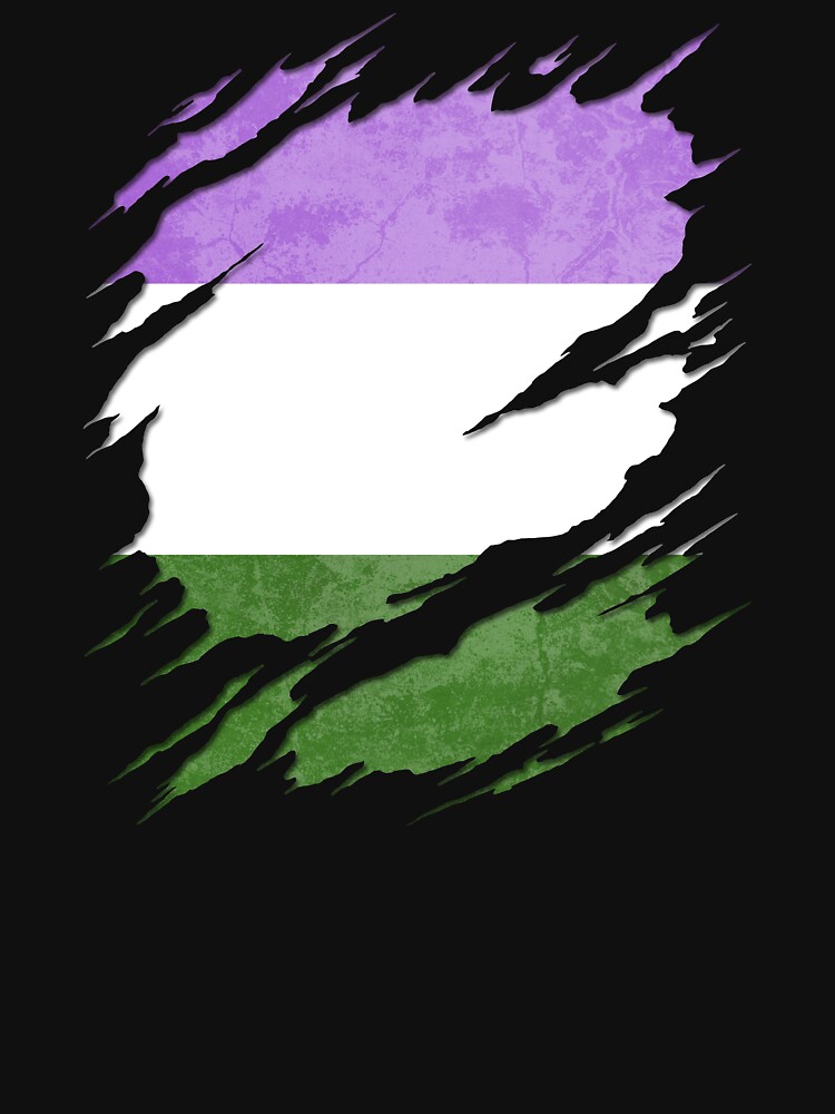 Genderqueer Pride Flag Ripped Reveal T Shirt By Valador Redbubble