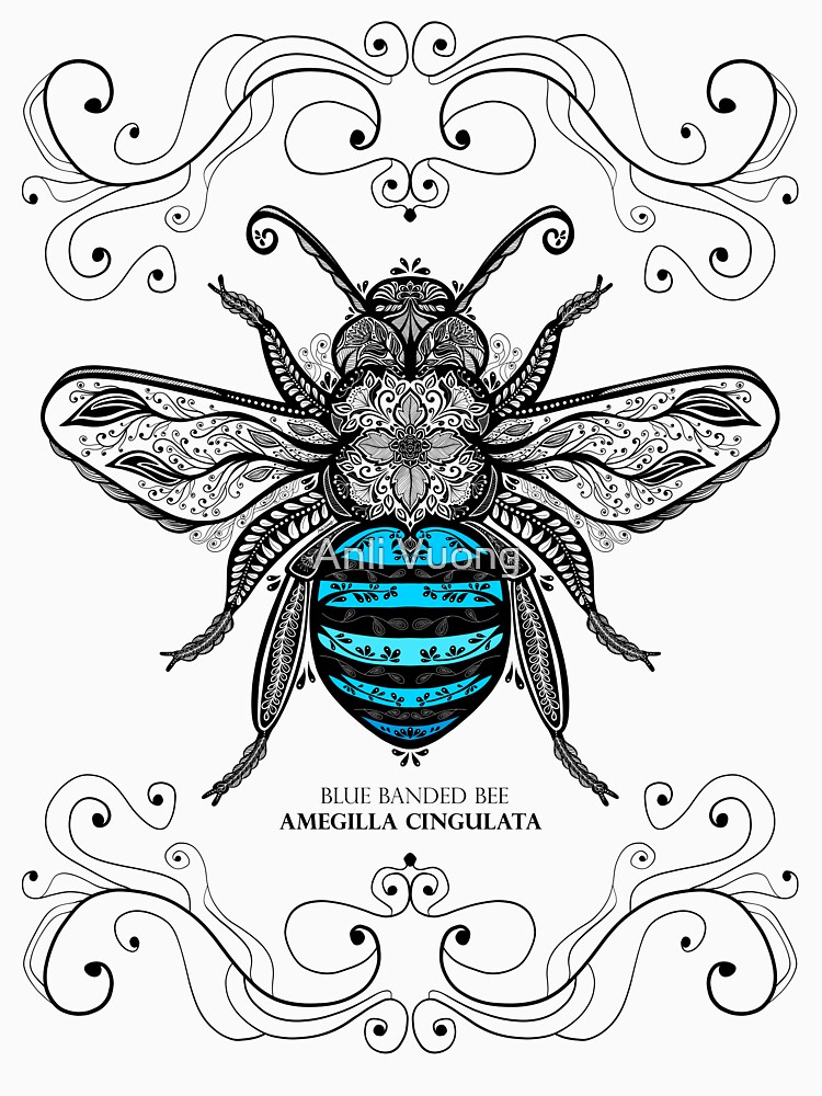 Blue Banded Bee T Shirt For Sale By Artbyanli Redbubble Blue