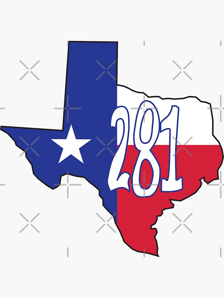 "Hand Drawn Texas Flag 281 Area Code" Sticker by itsrturn | Redbubble