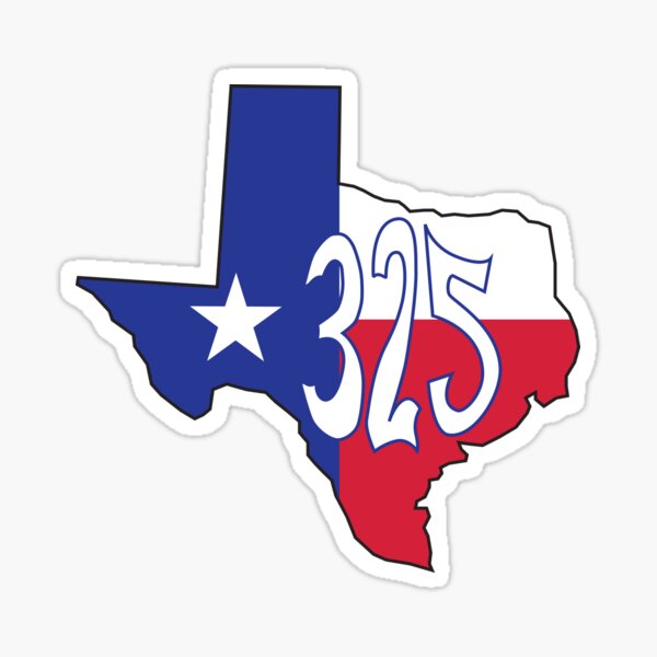 "Hand Drawn Texas Flag 325 Area Code" Sticker by itsrturn | Redbubble