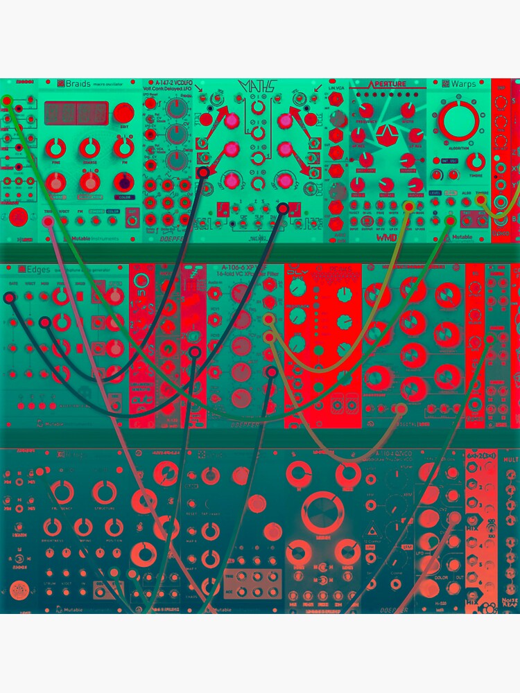 "Modular Eurorack Synth Patch Color" Sticker for Sale by imagepro ...
