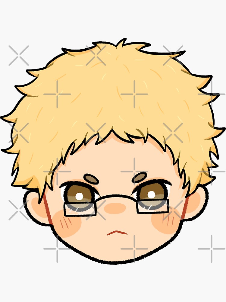 "Tsukishima Kei Chibi" Sticker by ginreiart | Redbubble