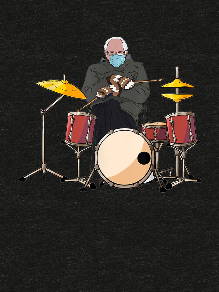"Funny Bernie Sanders Drum Mittens Sitting Inauguration Meme T-Shirt ...