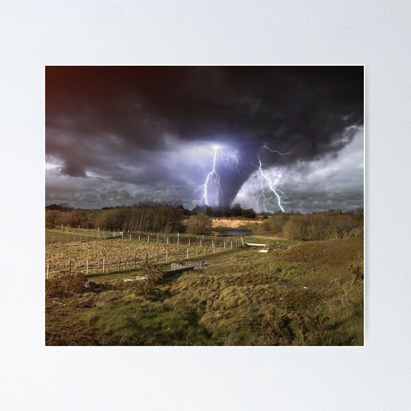 "Thunder Strom With Tornado Disaster" Poster for Sale by Rittichai ...