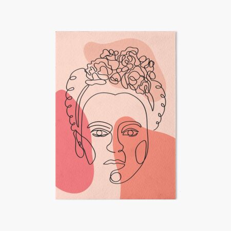 "Frida Kahlo Abstract Line Art, Coral Orange Peach, Continuous Line ...