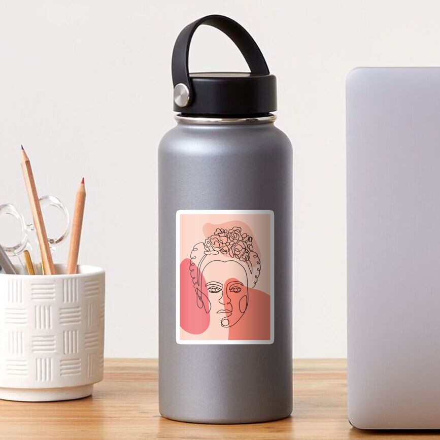 "Frida Kahlo Abstract Line Art, Coral Orange Peach, Continuous Line ...