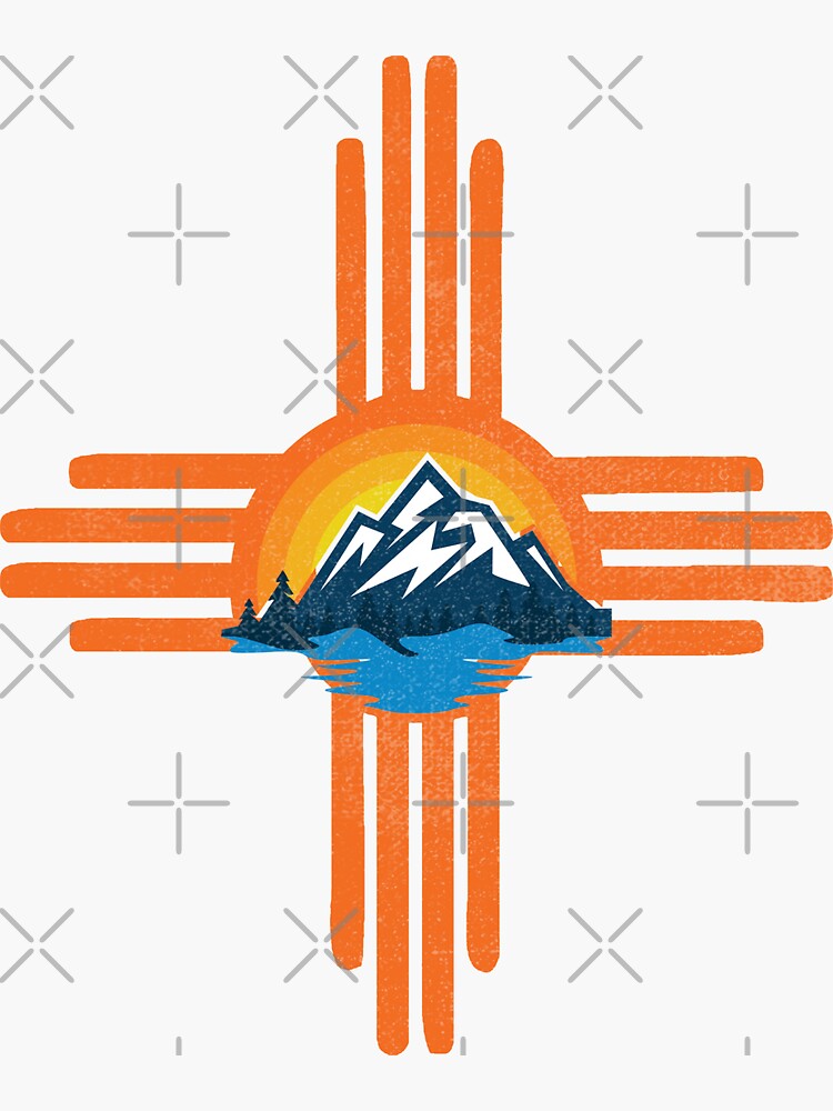 "Vintage New Mexico Flag Zia Mountains Vintage Retro Sun " Sticker for ...