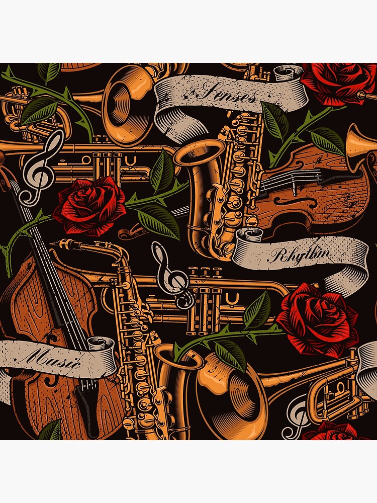 Poster « Fond transparent musical dans le style de tatouage avec ...