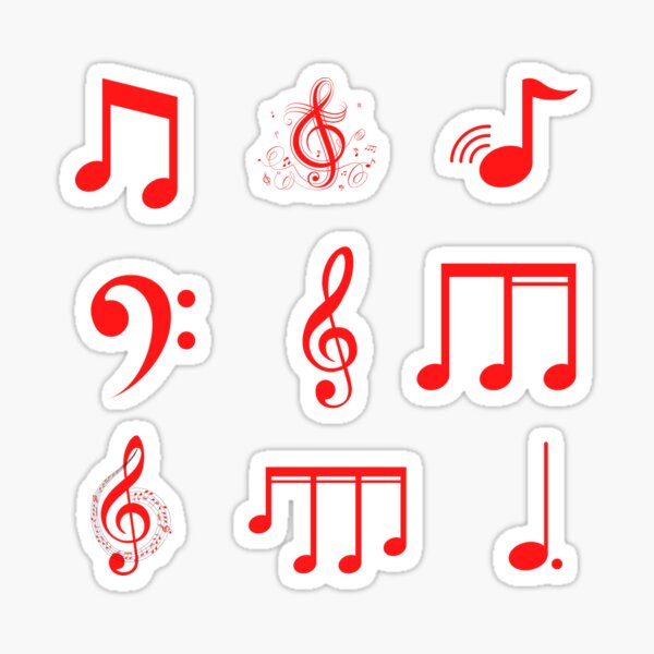"Red Music Notes " Sticker for Sale by MariesDesigns11 | Redbubble