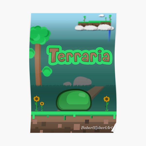 "Terraria Green Slime in Forest" Poster for Sale by BobertRobertArt ...